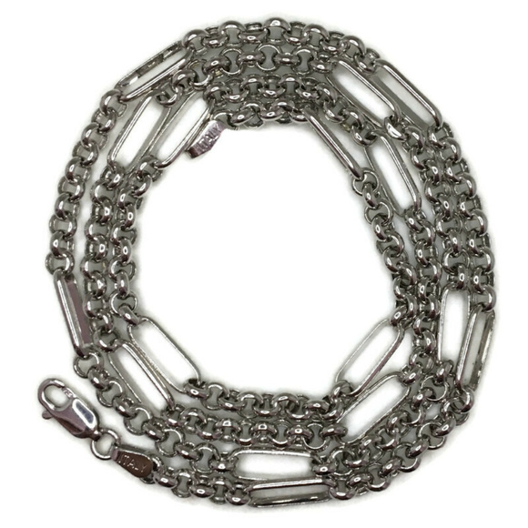 3 Royal Dazzy | Jewelry | Semi Round Rolo Chain Necklace 22 Inch White ...